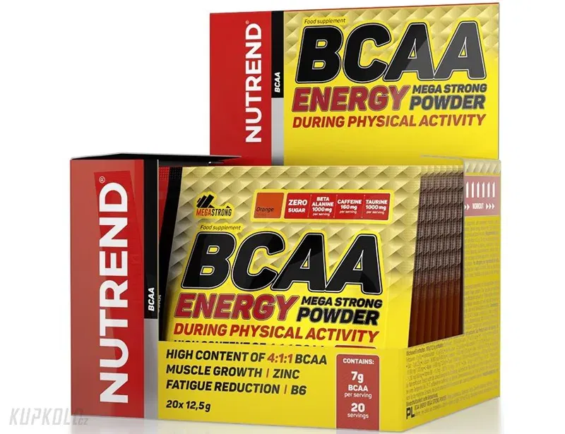 Nutrend BCAA Energy Mega Strong Powder, 20x12,5g - kupkolo.cz